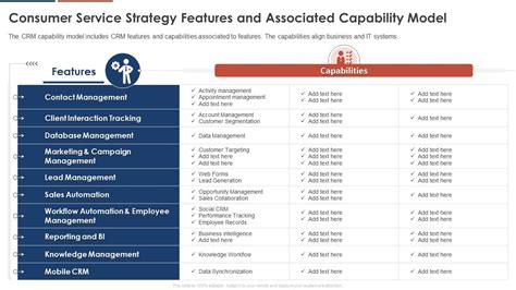 Consumer Service Strategy Features And Associated Capability Model