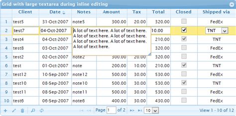 javascript display form controls above table when inline editing with