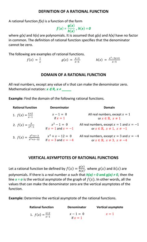 2 Rational Functions Definition Of A Rational Function A Rational