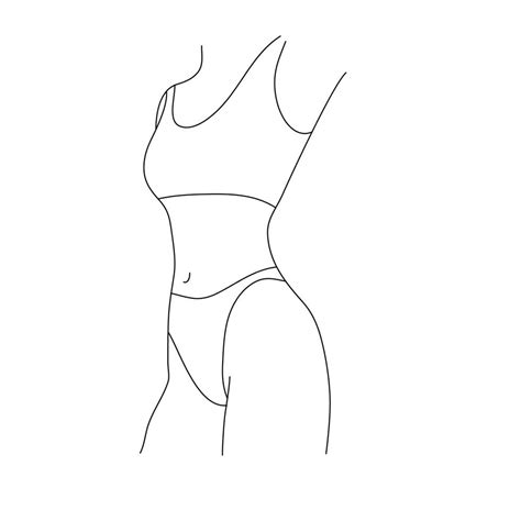 Vector Beautiful Women Body Illustration Minimalist Linear Female