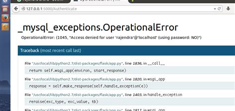 python operationalerror 1045 access denied for user rajendra