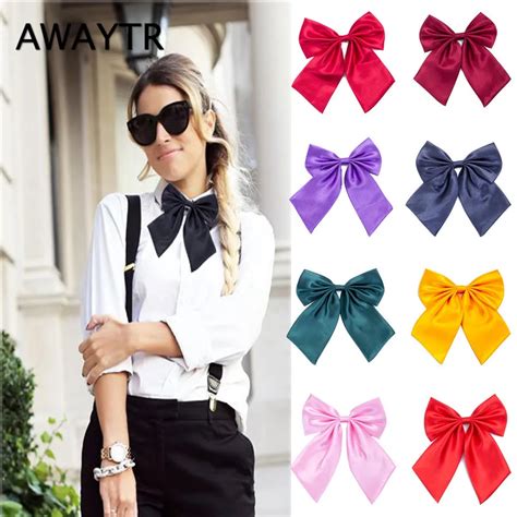 Awaytr 1 Pcs Women Cravat Red Black Butterfly Womens Bow Tie Female