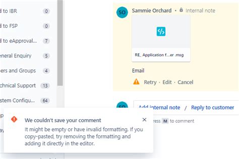 unable to upload documents error message