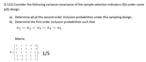 Q 121 Consider The Following Variance Covariance Of