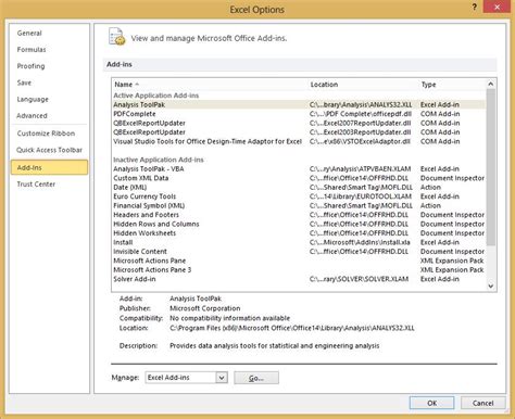 how to enable the analysis toolpak in excel