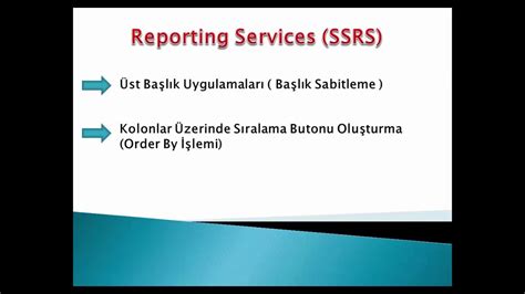 reporting services ssrs kullanımı ders 3 Üst başlık düzenlenmesi