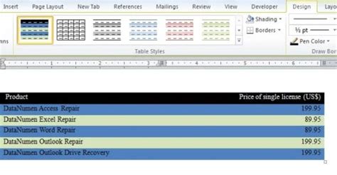 2 methods to alternate row or column colors in your word table data