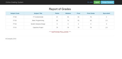 online grading with grade viewing system in php mysql free download