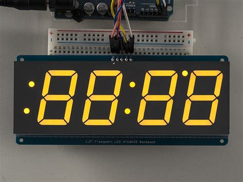 adafruit 1 2 4 digit 7 segment display w i2c backpack yellow id 1269