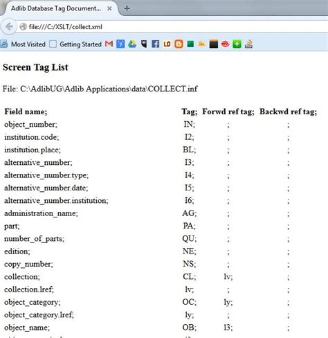 how to create a full list of tags using xml and xsl adlib gebruikersgroep