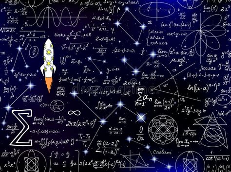 Scientific Physical And Math Vector Seamless Pattern With Handwritten