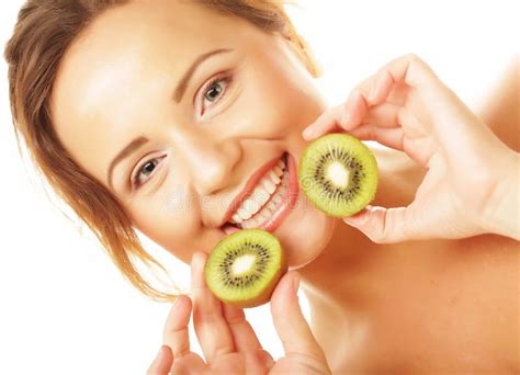 Healthy Eating Food And Diet Concept Young Beautiful Happy Smiling