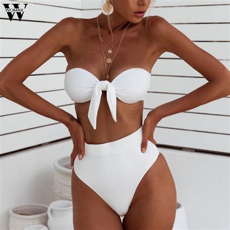 Womail Swmsuit Women Summer Beachwear Set Solid Bandage Push Up Bra