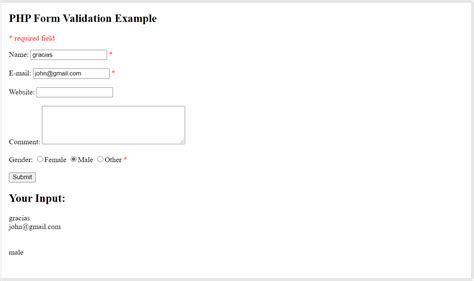php form validation