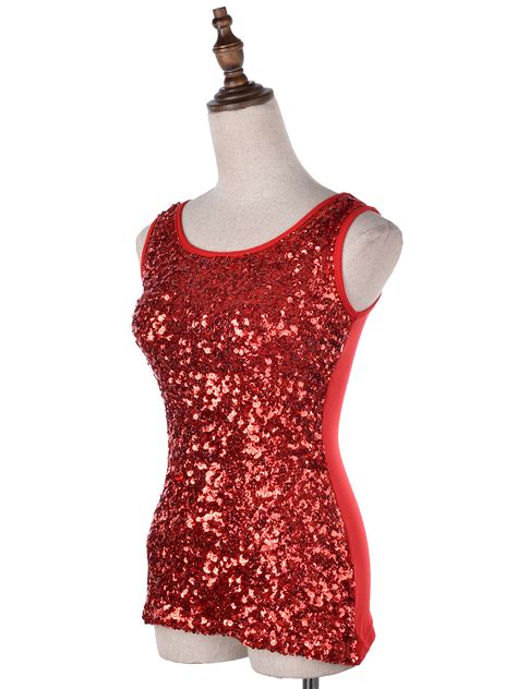 Anna Kaci Womens Sparkle And Shine Glitter Sequin Embellished Sleeveless