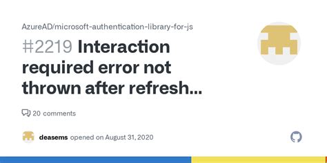 interaction required error not thrown after refresh token expires