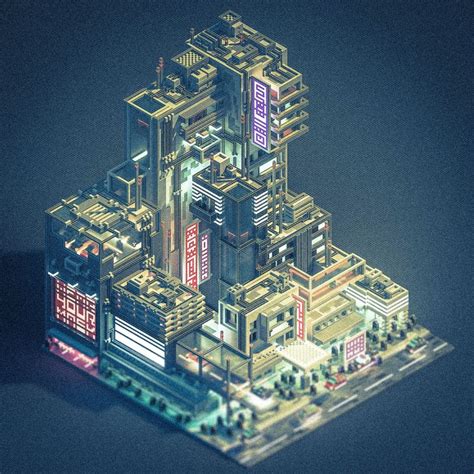 sci fi city voxel art animation on behance sci fi city futuristic