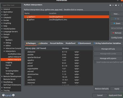 linux py opened with pydev editor failed to create the part s