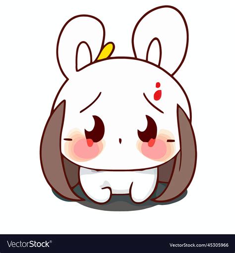 Cute Rabbit Kawaii Chibi Drawing Style Royalty Free Vector