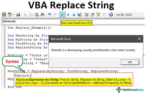 vba replace string how to replace text in string using vba