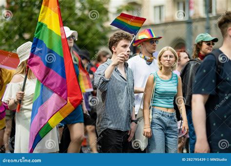 Vilnius Lithuania July 1 2023 Happy Cheerful People Participating