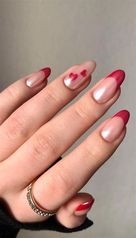 30 Lovely Valentines Nails In 2023 Pearl Nails With Red Tips Hearts