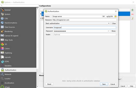 how to provide credentials for authenticated requests in the qgis