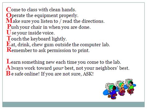 mr john s computer lab computer lab rules