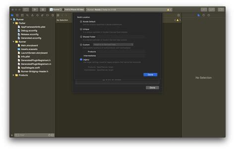 flutter generates xcode projects using the legacy build system xcode