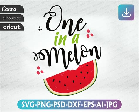 One In A Melon Svg Watermelon Svg Summer Svg 1st First Birthday
