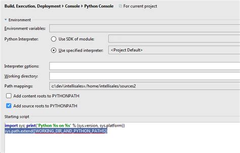 python console path mappings with a remote interpreter ides support