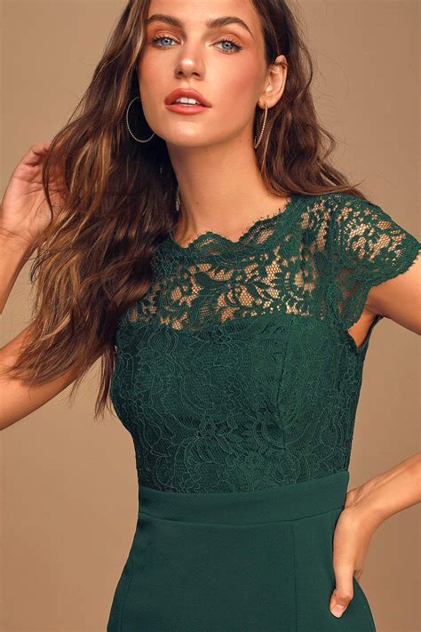 Hopeful Romantic Hunter Green Lace Mermaid Maxi Dress Moda Con Faldas