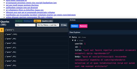 query data under the data explorer section is showing up as null