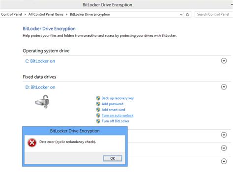bitlocker drive encryption data error cyclic redundancy microsoft