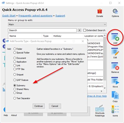 [tips] create a submenu dedicated to links and add links in one click
