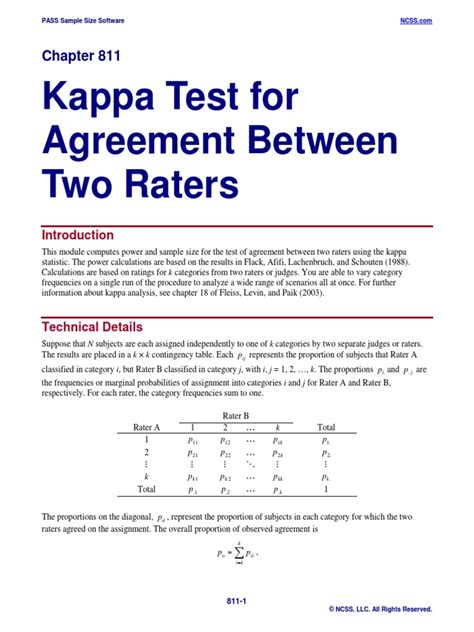 Kappa Test For Agreement Between Two Raters Statistical Hypothesis