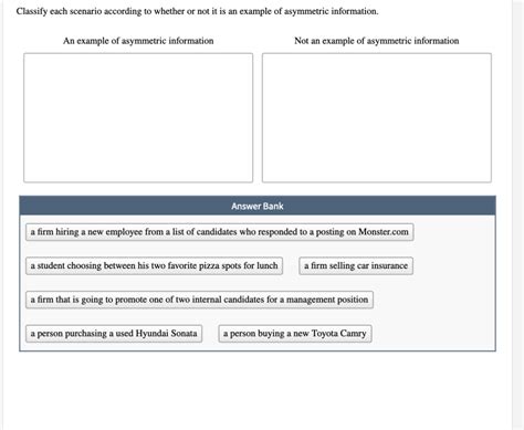 solved classify each scenario according to whether or not it