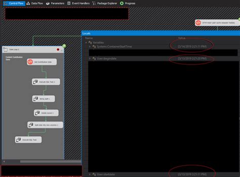 sql server ssis for loop container runs successfully but data flow