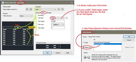 datalink to excel doesn t keep the acad font style autodesk community