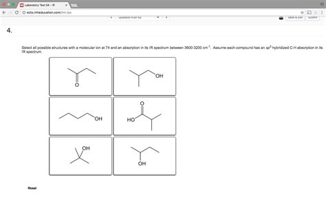 Solved Select All Possible Structures With A Molecular Ion