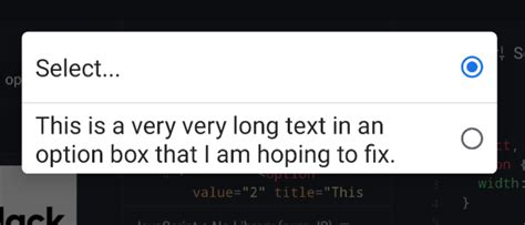 how to make text overflow on select element html css the