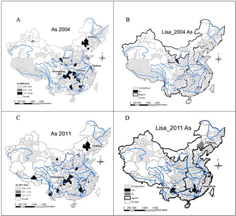 Spatial Distribution And Lisa Maps Of Arsenic Water Pollution A 2004