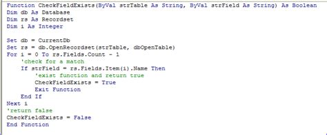 function check if field exists