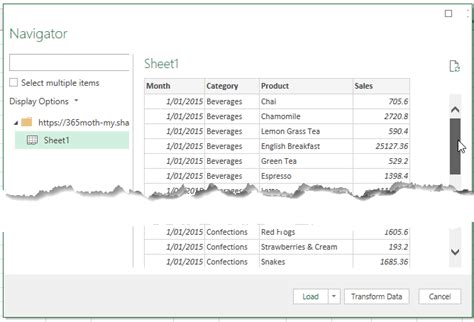 get data from onedrive or sharepoint with power query my