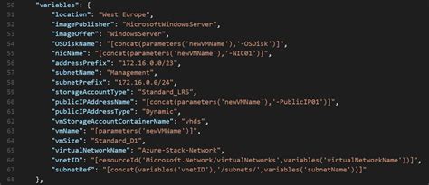 azure stack iaas vm arm template deployment and json