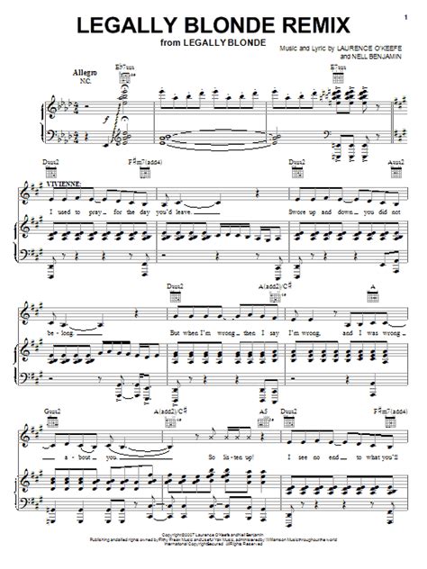 Legally Blonde Remix By Legally Blonde The Musical Sheet Music For