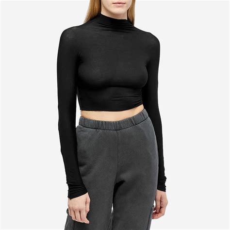 Joah Brown Womens Cropped Mock Neck Top In Black Joah Brown