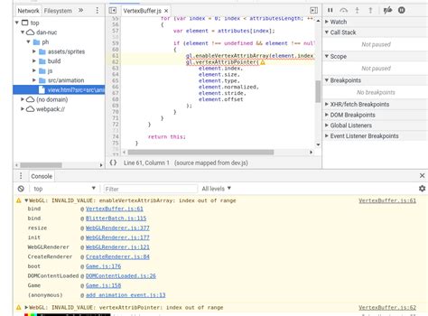 vertexbuffer js 61 webgl invalid value enablevertexattribarray index