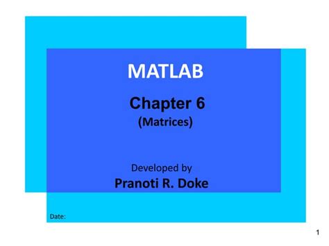 Chapter 6 Matrices In Matlab Ppt