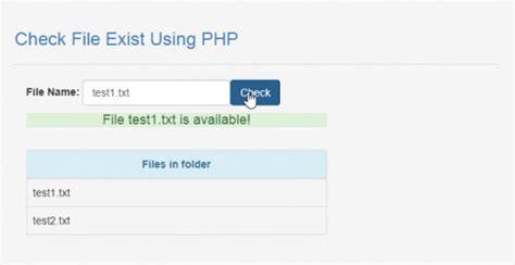 check file exist using php free source code and tutorials